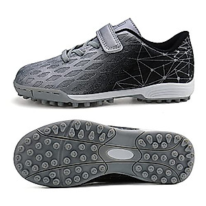 brooman Kids Indoor Soccer Shoes Boys Girls Soccer Cleats Athletic Turf Shoes (1,Silver)
