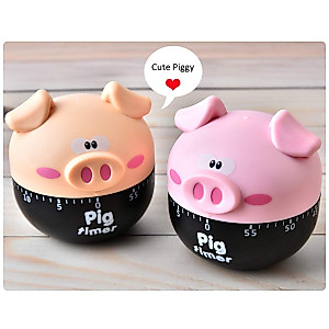 Kitchen Egg Timers,Cute Piggy 0~60 Minutes Mechanical Rotation Timer for Kids