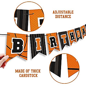 Basketball Happy Birthday Banner Slam Dunk Party Decoration Supplies Kids Teenagers Boys B-day Photo Prop Pennant Ideas NO DIY Required