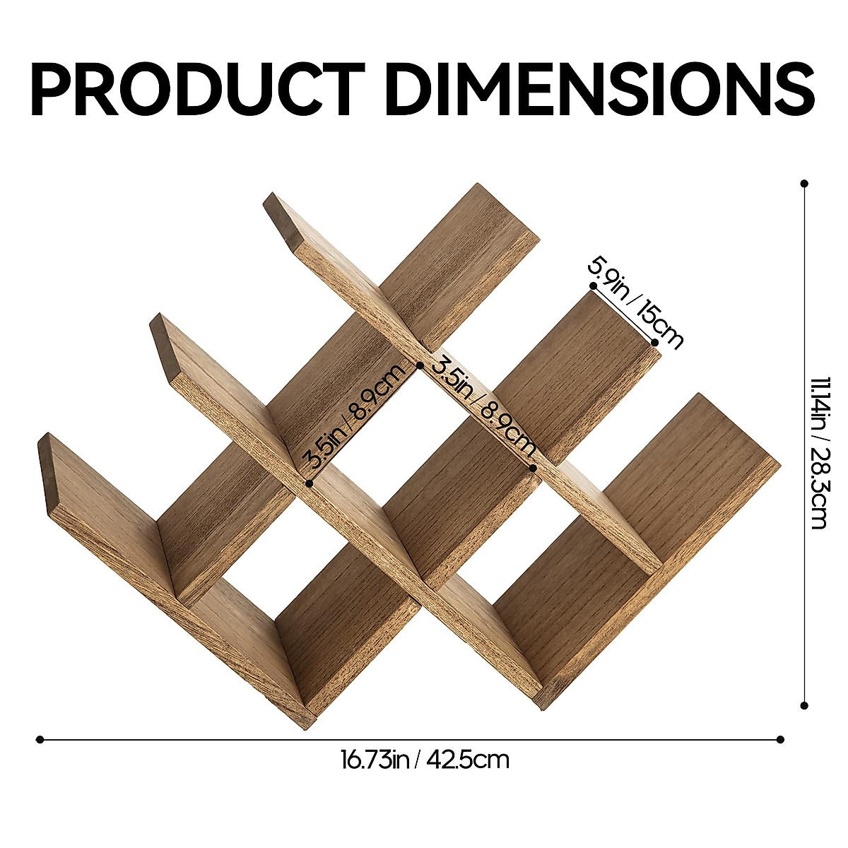 KIRIGEN 8-Bottle Countertop Wine Rack - Wine Bottle Holder for Bar Table/ Wine Cabinet Free Standing - Wood 3-Tier Wine Display and Storage Shelves Dark Brown XHJJ3-DBR