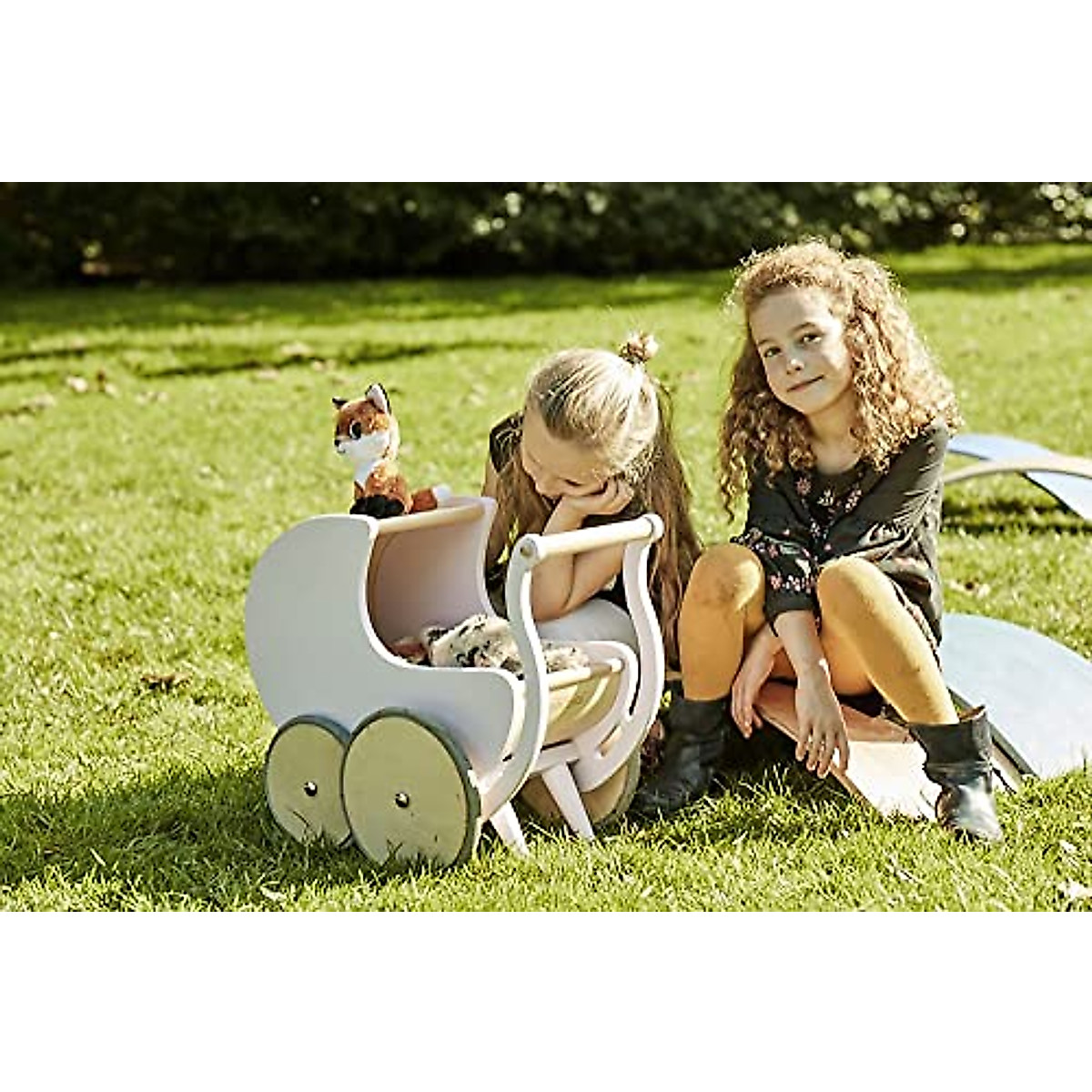 Kinderfeets Pram Walker - Toy Stroller for for Babies, Kids, and Toddlers | Sustainable and Eco-Friendly | 2-in-1 Walker and Stroller Design (White)