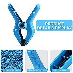 FASTORS 4.5 Inch Spring Clamps for Woodworking,12-PACK Backdrop Clips,Clamps for Pool Cover, Crafts,Photography Studio and Muslin Backdrop, Clamps Heavy Duty（BLUE）