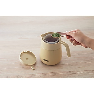 Thermos TTE-700 BW Vacuum Insulated Teapot with Strainer 23.7 fl oz (700 ml), Brown