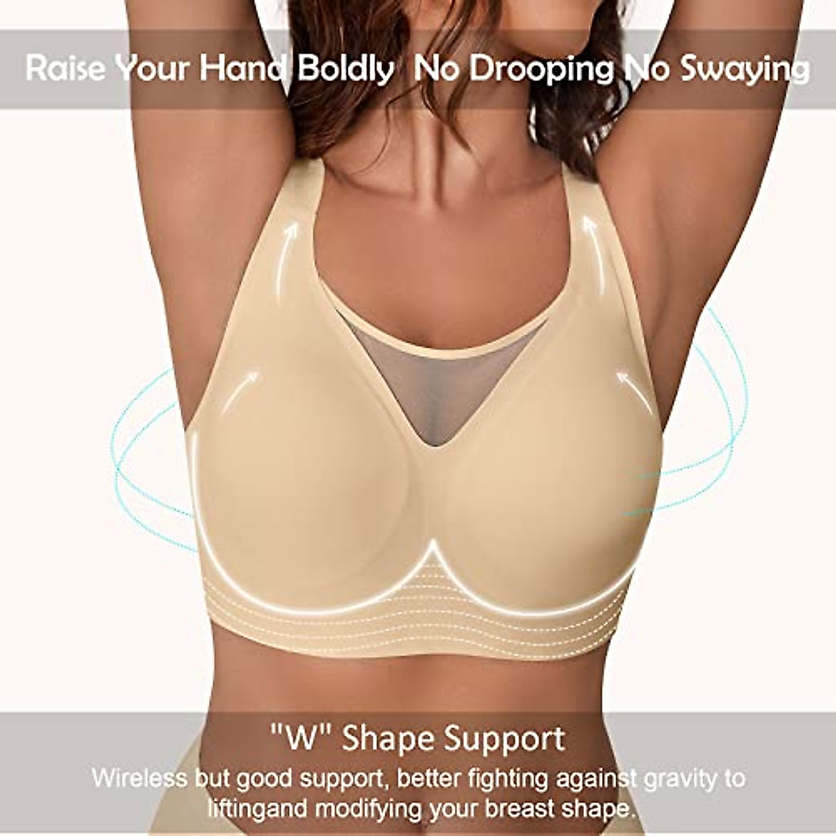 Sports Bras for Women High Support Large Bust Full Coverage Seamless Bras Push Up Bras for Women Comfortable Bras for Women,Nude L