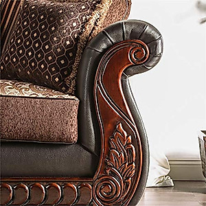 Furniture of America IDF-6106-LV Loveseat, Dark Brown