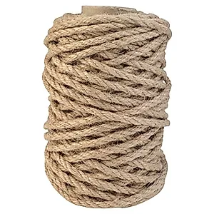 Topbuti 5mm Natural Jute Twine 100 Feet Braided Jute Rope, Crafting Twine String Thick Twine for DIY Artwork, Christmas Twine, Gift Wrapping, Gardening Applications