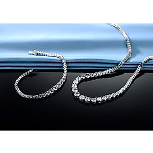 Gemsme 18K White Gold Plated Graduated Round Cubic Zirconia Tennis Necklace/Bracelet/Earrings Sets Pack of 3