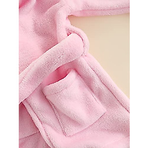 Andannby Infant Toddler Baby Girl Flannel Soft Bathrobes Plush Kimono Robe Pjs Sleepwear with Belt (Pale Pink, 2-3 Years), 2-3T