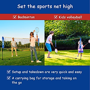 ZENY 10ft Portable Badminton Net Tennis Net for Soccer, Pickleball, Kids Volleyball Indoor Adjustable Height 2.5ft to 5ft for Outdoor Court Backyard Beach Games