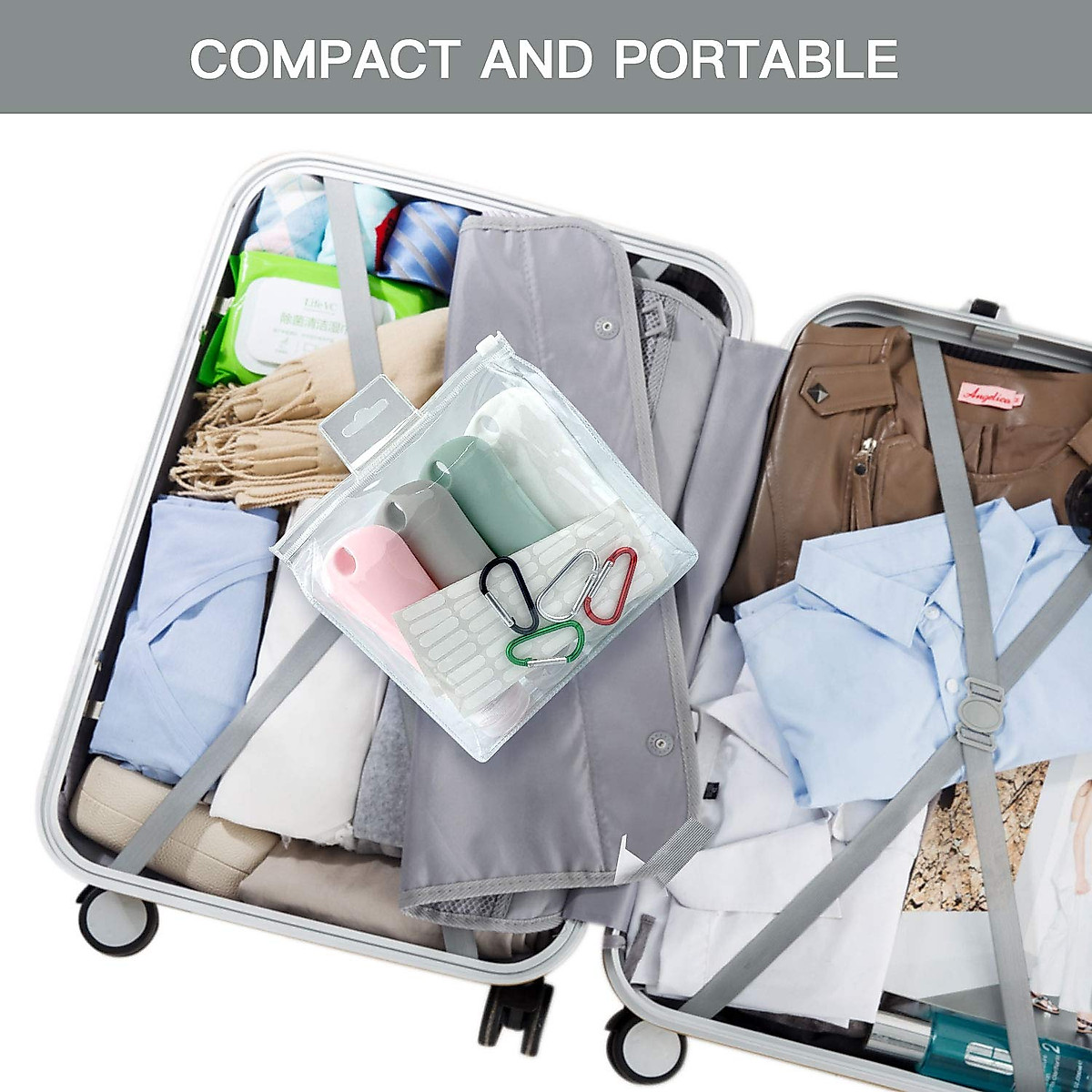 aoyeious Silicone Travel Bottles Set, Leak Proof Squeezable Portable Tubes Travel Size Toiletries Containers, Travel Tube Sets Cosmetic Toiletry Containers for Shampoo Lotion Soap- 4 Pack (3 fl. oz)