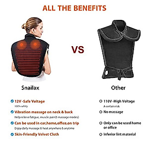 Heating Pad for Neck and Shoulders,Weighted Wearable Wrap Around Heating Pads with Massager,Electric Heat Pads for Neck Back Shoulder Pain Relief,2 Heat Levels & 5 Massage Nodes,Auto Shut Off,Portable