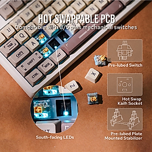 EPOMAKER RT100 97 Keys Gasket BT5.0/2.4G/USB-C Mechanical Gaming Keyboard with Customizable Display Screen, Knob, Hot Swappable Socket, 5000mAh Battery for Win/Mac (Flamingo Switch)