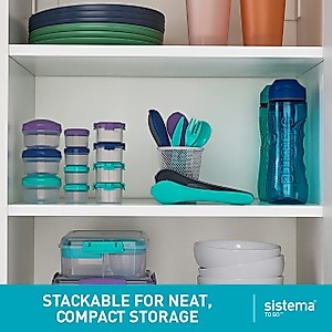 Sistema 4-Piece Salad Dressing and Condiment Containers with Lids for Lunch, Dishwasher Safe, 1.18-Ounce, Multicolor