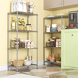 SINGAYE 4 Shelves Adjustable Storage Shelf Wire shelving Storage Rack 520lbs Loading Capacity Standing Shelf Units,23.2" W x 13.4" D x 47.2" H for Kitchen Office Pantry Room,Silver
