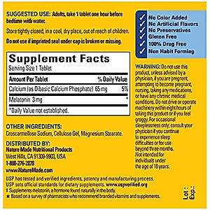 Nature Made Melatonin 3mg Tablets, 100% Drug Free Sleep Aid for Adults, 240 Tablets, 240 Day Supply
