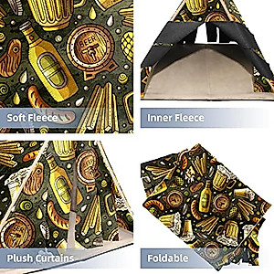 Y-DSIWX Guinea Pig House Bed, Rabbit Large Hideout, Small Animals Nest Hamster Cage Habitats Summer Beer Print