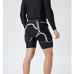 Padded Shorts for Men, Butt Pads for Skating, Padded Compression Tights for Rugby, Bike, Ski, Baseball, Contacts Sports(S, Grey)