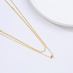 LEXODY Gold Necklace for Women, 14k Gold Plated Layered Necklaces Dainty Gold Necklace Dot Thin Paperclip Snake Chain Choker Necklace For Women Shine Jewelry Gifts for Women
