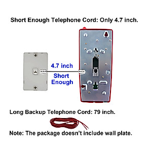 Traditional Wall Phones for Landline with Mechanical Ringing, Retro Wall Mounted Phone Waterproof, Classic 2554 Wall Telephone with Voicemail Indicator, Old Wall Mount Phone for Kitchen,Home,Red