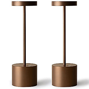 Barryca Cordless Led Table Lamp Rechargeable, Battery Operated Metal USB Desk Lamp, Portable Dimmable Outdoor Light, for Outside/Indoor/Restaurant/Home/Patio