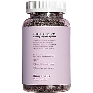 HIMS & Hers Sleep Gummies Melatonin Pomegranate Berry Flavor with Chamomile Extract and L-theanine. 60 Gummies. 1 Pack (Packaging May Vary)