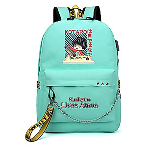 TKBASO Anime Kotaro lives alone Backpack Kotaro Cosplay Mochila Shoulder Bag Schoolbag Backpack WIith Chain (10)