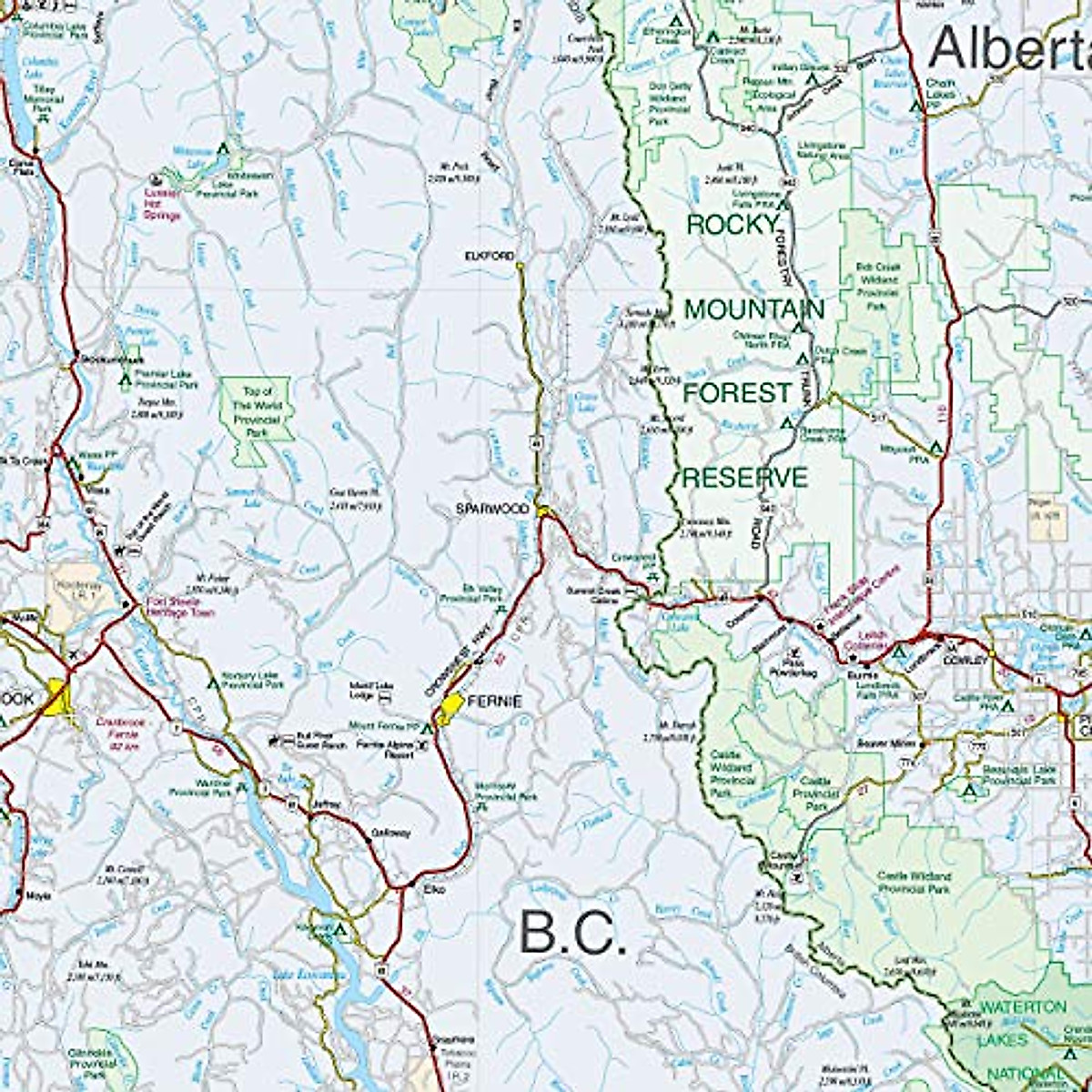 Southwest Alberta and Southeast British Columbia Map | Gem Trek Maps