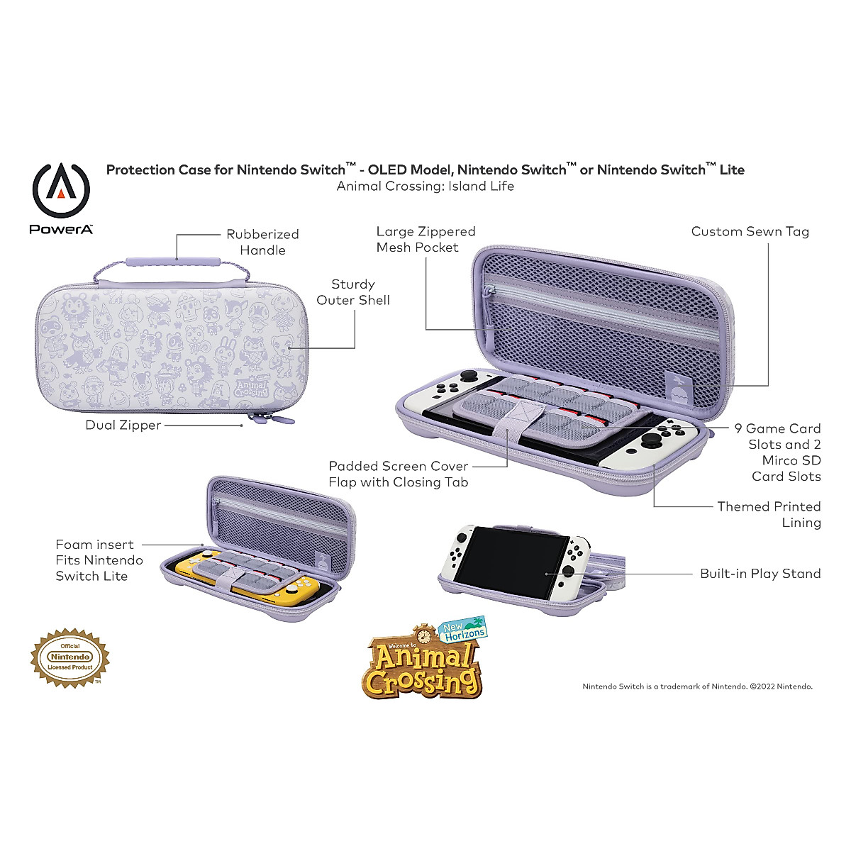 PowerA Protection Case -OLED Model, Nintendo Switch or Nintendo Switch Lite - Animal Crossing: Island Life