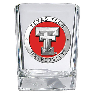 Heritage Pewter Texas Tech Square Shot Glass | Hand-Sculpted 1.5 Ounce Shot Glass | Intricately Crafted Metal Pewter Alma Mater Inlay