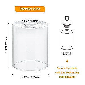 4-Pack Clear Glass Shade Light Fixture Replacement, 5.5in Height, 4.7in Diameter, 1.65in Fitter,High Transmittance Cylinder Glass Shade Cover Globe for Pendant Light Table Lamp Chandelier Wall Sconce