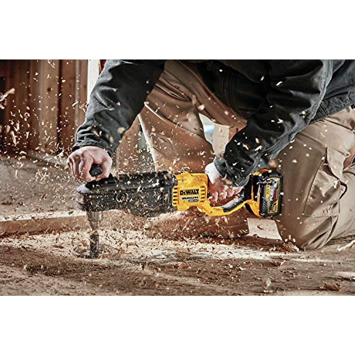 DEWALT 60V MAX* Right Angle Drill with E-Clutch System Kit, In-Line Stud/Joist (DCD470X1)