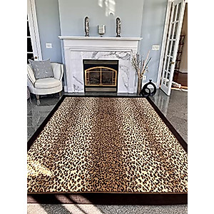 Modern Area Rug Brown Cheetah Leopard Large Rugs for Living Room 8x10 Clearance Under 100