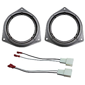 DKMUS 6.5" Car Door Speaker Mount Adapter Plates for Toyota Venza Solara RAV4 Camry Celica Echo Corolla Highlander 4 Runner Tundra Sequoia Yaris Prius Avalon Stand Ring Kit 1 Pair + Wiring Harness