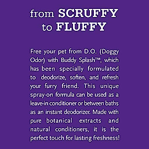 Buddy Biscuits Splash Dog Deodorizer & Conditioner, Easy Spray On with Botanical Extracts, Lavender & Mint 16 oz (15402)