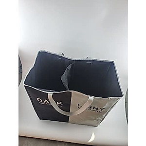 130l Laundry Basket Clothes Hamper Organizer Sorter Foldable Dark & Light Storage Basket Waterproof Durable (26x 16x 24") Washing Dirty Cloth Bag for Bathroom Bedroom Garage (2 Sections)
