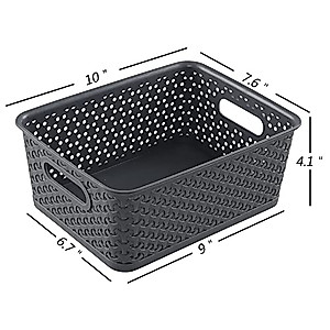Farmoon 4 Packs Plastic Weave Storage Baskets, Small Pantry Organinzier Bin