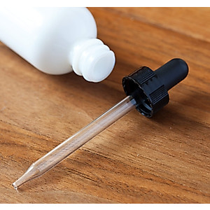 Black Straight Tip Glass Dropper Closure Top for 2 oz / 60 ml (20-400 Neck Size) Boston Round Bottles - 12 Pack