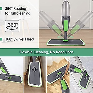 Spray Mop Floor Mop, ILAVCOOL Mops for Floor Cleaning Spray Floor Mops with 3 Reusable Microfiber Mop Pads & 550ML Refillable Bottle Wet Dry Mop for Hardwood Floor Laminate Tile Wood Floor Cleaner