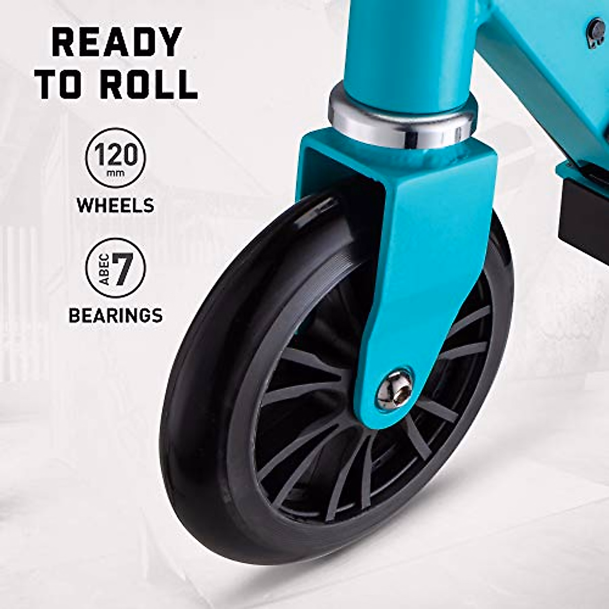 Mongoose Trace Youth/Adult Kick Scooter Folding and Non-Folding Design, Regular, Lighted, and Air Filled Wheels, Teal, 120mm Wheels
