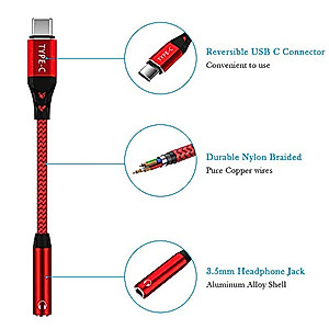 APETOO USB C to 3.5mm female Headphone Jack Adapter,Type C to Aux Earphone Adapter Audio Dongle Hi-Res DAC for Samsung S23 Ultra S22 S21 S20 Note 20 Ultra A53 Z Flip4 3,Pixel 7 6 5 4 3 2XL,OnePlus 9 8