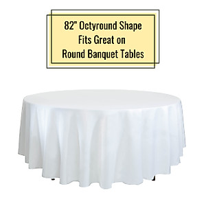 6-Pack White Round Paper Tablecloths – 82in Paper Table Cloths for Parties Disposable – Linen Like Disposable White Tablecloth Round Cover with Plastic Backing