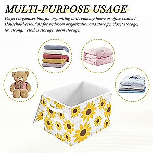 Sunflower Storage Bins with Lids for Organizing Lidded Home Storage Bins with Handles Oxford Cloth Storage Cube Box for Room