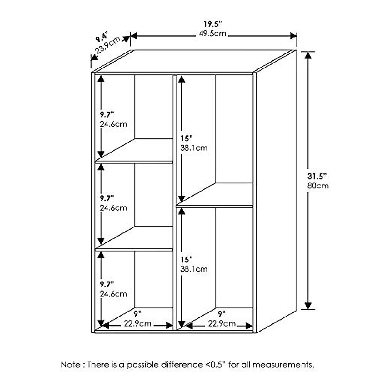 Furinno Luder Bookcase / Book / Storage , 5-Cube, White