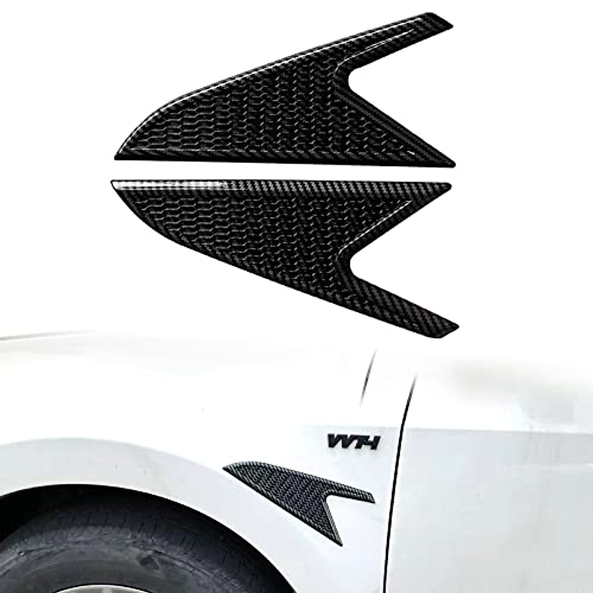 Jawmoy 2 PCS Car Fender Side Vents, Fender Decorative Stickers, Air Flow Intake Hole Grille Auto Exterior Accessories Universal Modification, Air Wing Vent Trim Cover (Carbon Fiber Black)