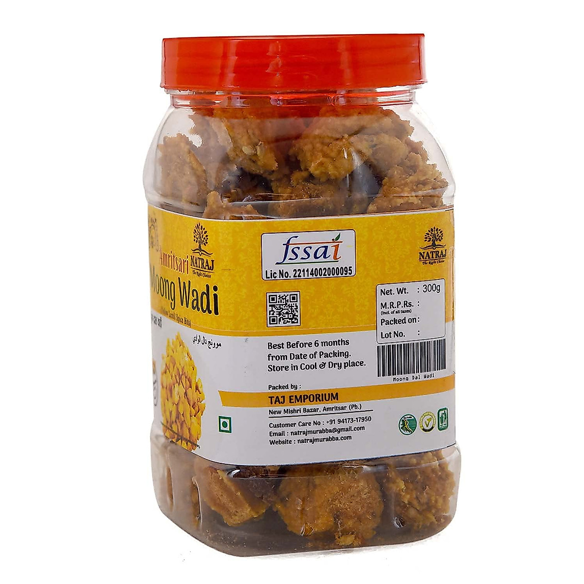 Natraj The Right Choice Amritsari PUNJABI Moong Dal Wadi/Badi/Mung Mangodi|Mangori|Punjabi Wadiyan |Sun Dried Lentil Spice Bits Medium Spicy- 300gm WARIYAN