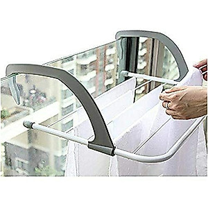 ZyHMW Clothes Airer Home Folding Adjustable Radiator Towel Clothes Drying Rack Pole Airer Dryer Drying Rack 5 Rail Balcony Telescopic Laundry Holder，Folding Airer (Color : Gray, Size : 50X28cm)