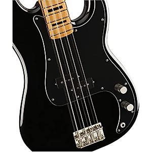 Fender Squier Classic Vibe 70s Precision Bass, Black, Maple Fingerboard, Full Size, 4 String Electric Bass Guitar