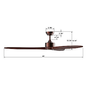 reiga 65" DC Motor Indoor Outdoor Modern Smart Large Ceiling Fan High CFM with 3 Wood Blades Wifi Alexa App Remote Control for Patio Garage Farmhouse Oil-Rubbed Bronze