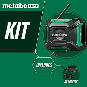 Metabo HPT 18V MultiVolt™ Cordless Bluetooth Radio | Tool Only - No-Battery | 18 Hour Runtime | AM/FM | 9 Presets | AC Adapter Included | Lifetime Tool Warranty | UR18DAQ4
