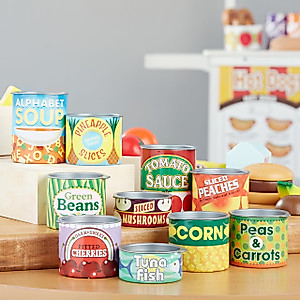 Melissa & Doug Let's Play House! Grocery Cans Play Food Kitchen Accessory ,3+ years- 10 Stackable Cans With Removable Lids